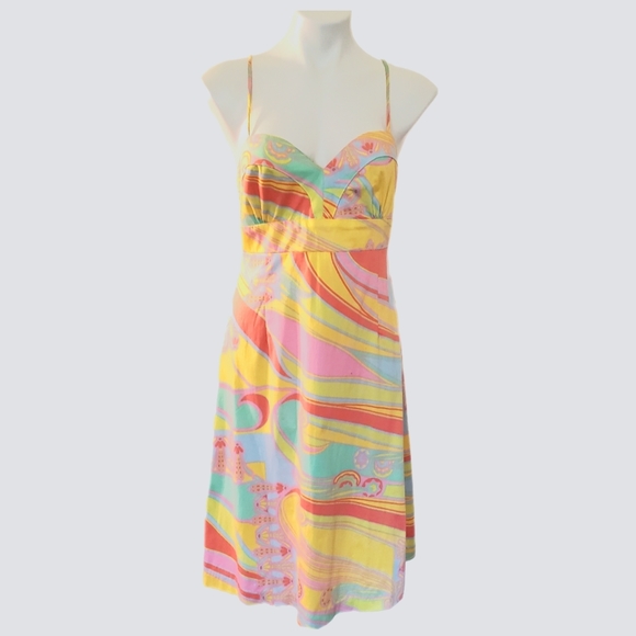 LF | Dresses | Lf Stretch Cotton Abstract Psychedelic A Line Crossback ...
